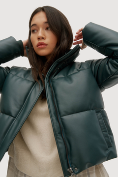 Evita-X Cropped Vegan Leather Puffer | Noize